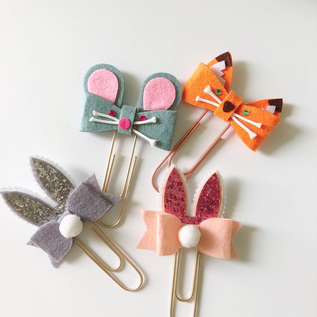 Planner Clips Glitter Rabbit Ears Mouse Fox Farm Life Handmade Animals ...