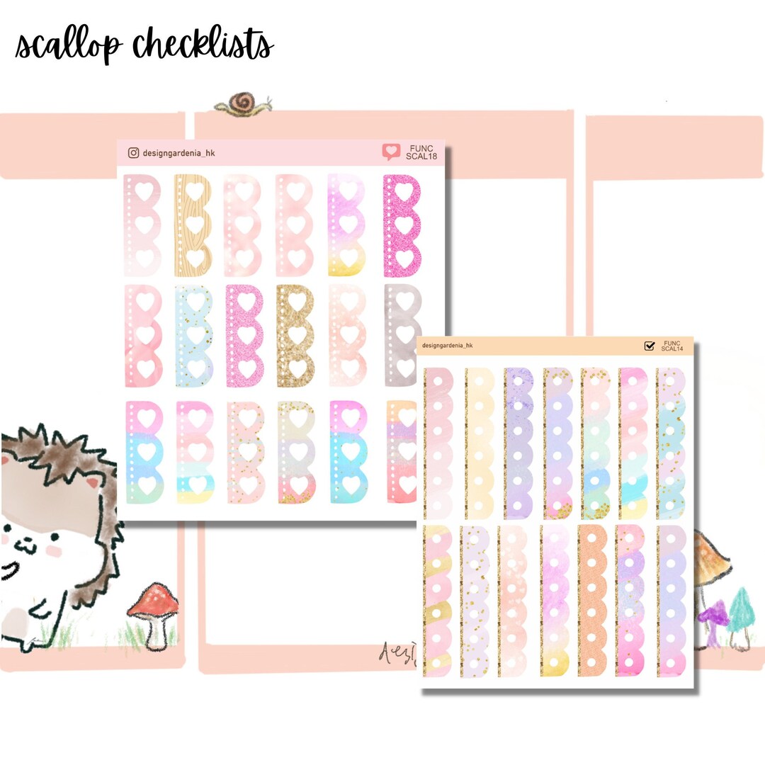 Scallop Watercolor Checklist Stickers Watercolour Stickers - Etsy