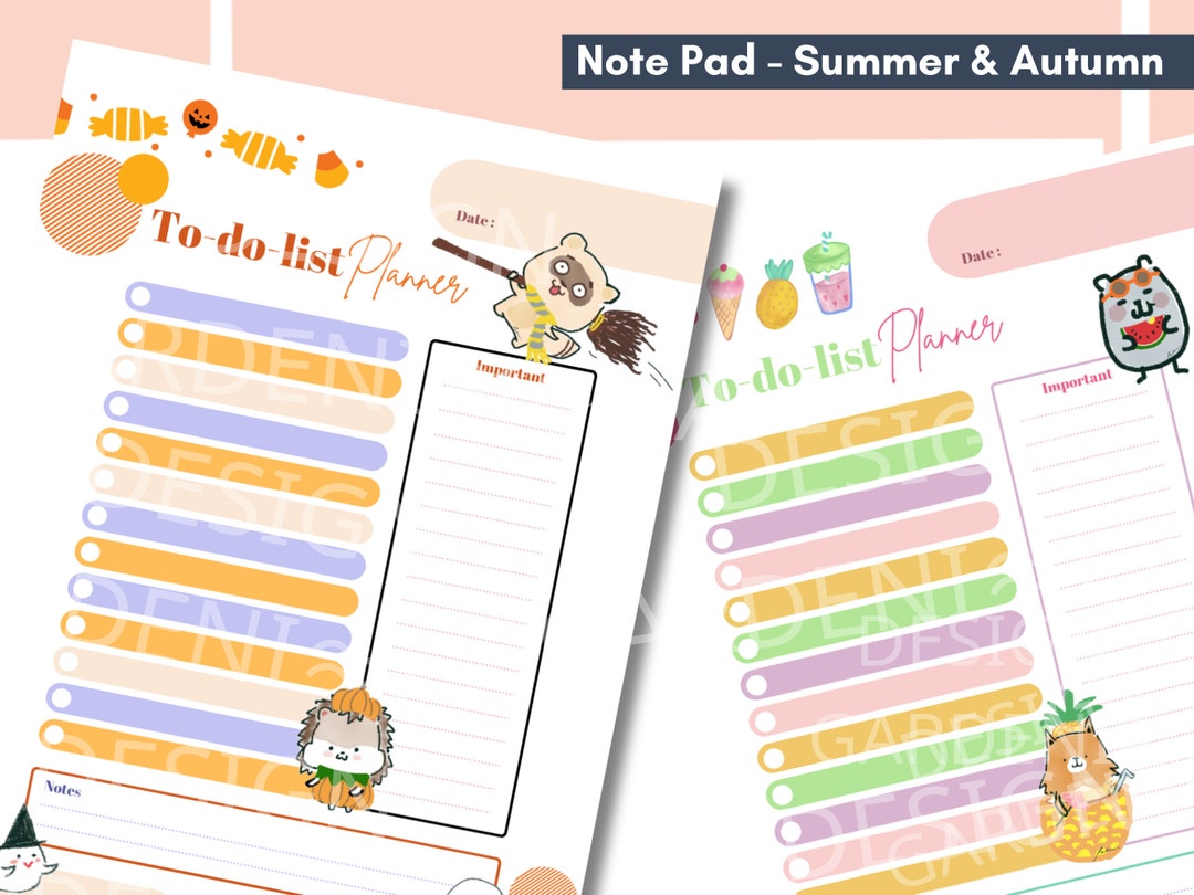 Cute Kawaii Daily to Do List Notepad 100 Tear off Sheets Stationery ...