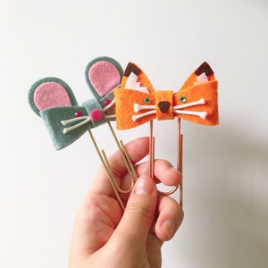 Planner Clips Glitter Rabbit Ears Mouse Fox Farm Life Handmade Animals ...