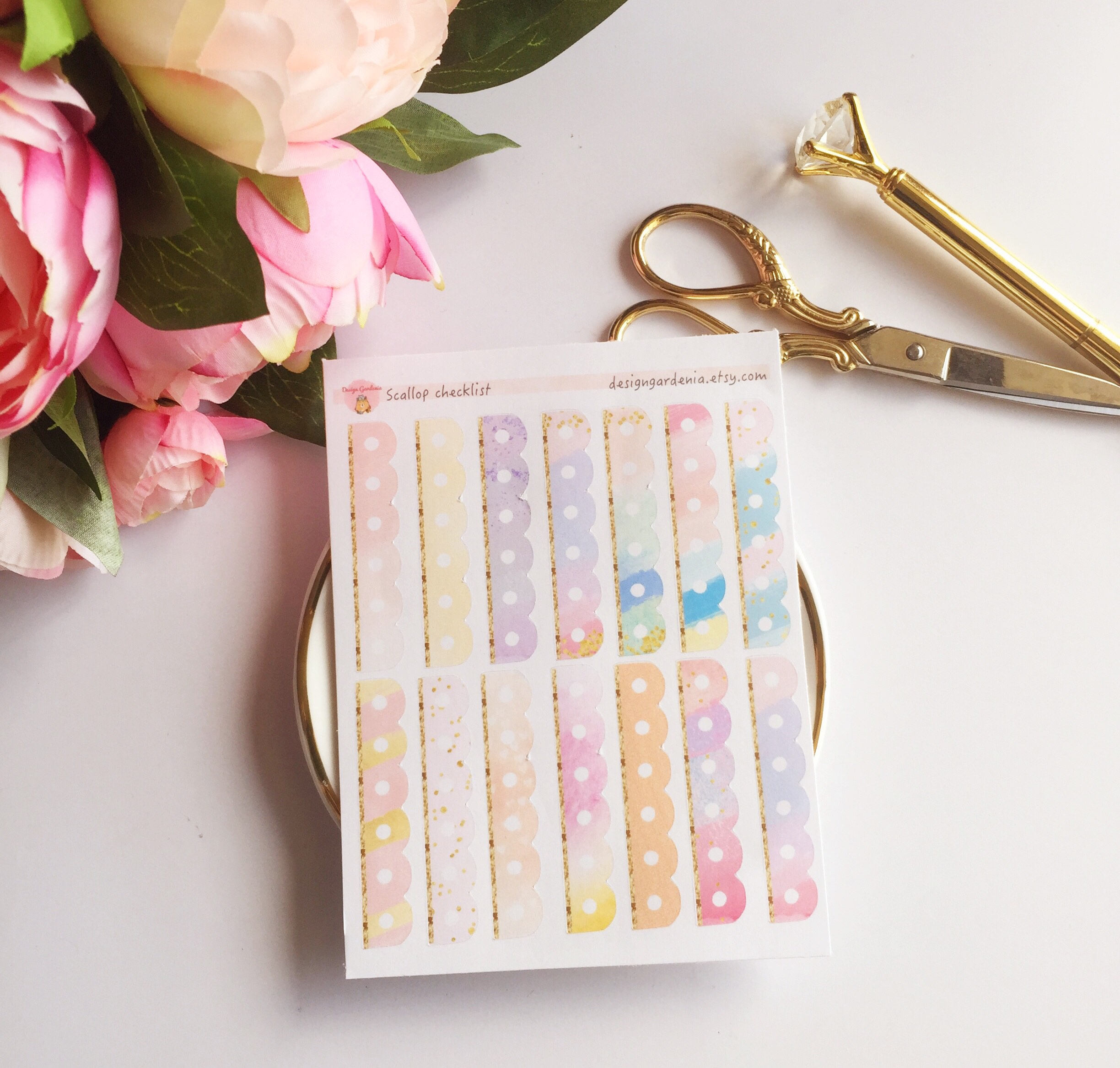 Scallop Watercolor Checklist Stickers Watercolour Stickers | Etsy