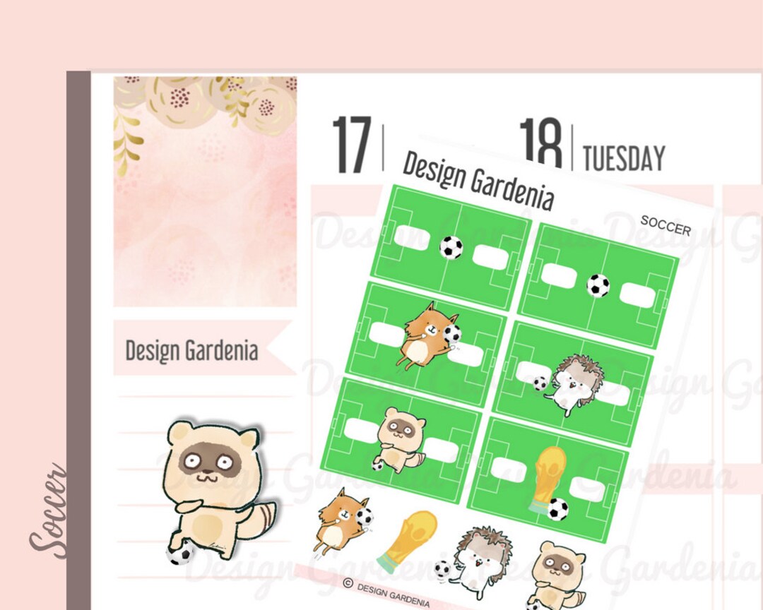 Cute Soccer Sticker Kawaii Football Kid Practice Label Score Tracker ...