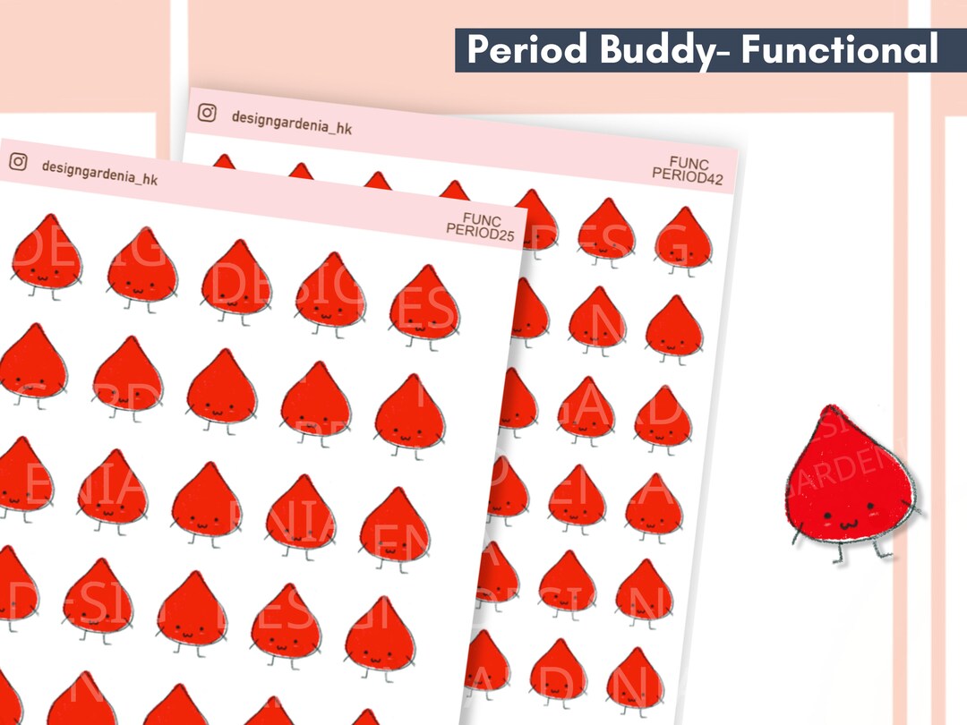 Tiny Period Sticker Menstruation Tracker Sticker Blood Functional ...