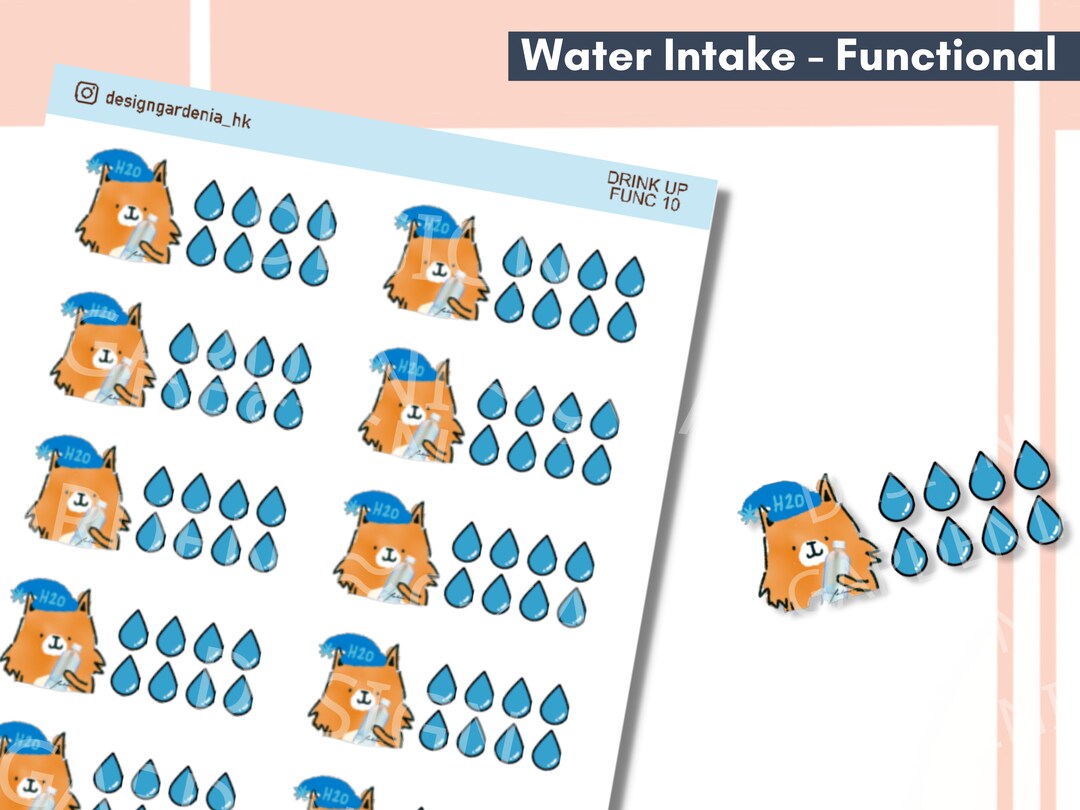 Water Intake Sticker for Drink Track Health Functional Sticker Healthy ...