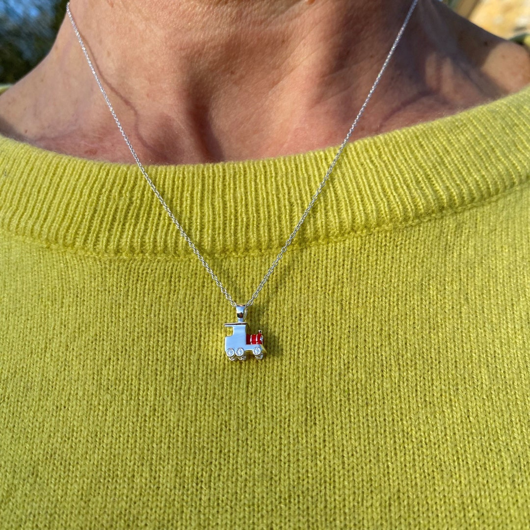 Red Train Necklace, Sterling Silver Train Necklace - Etsy