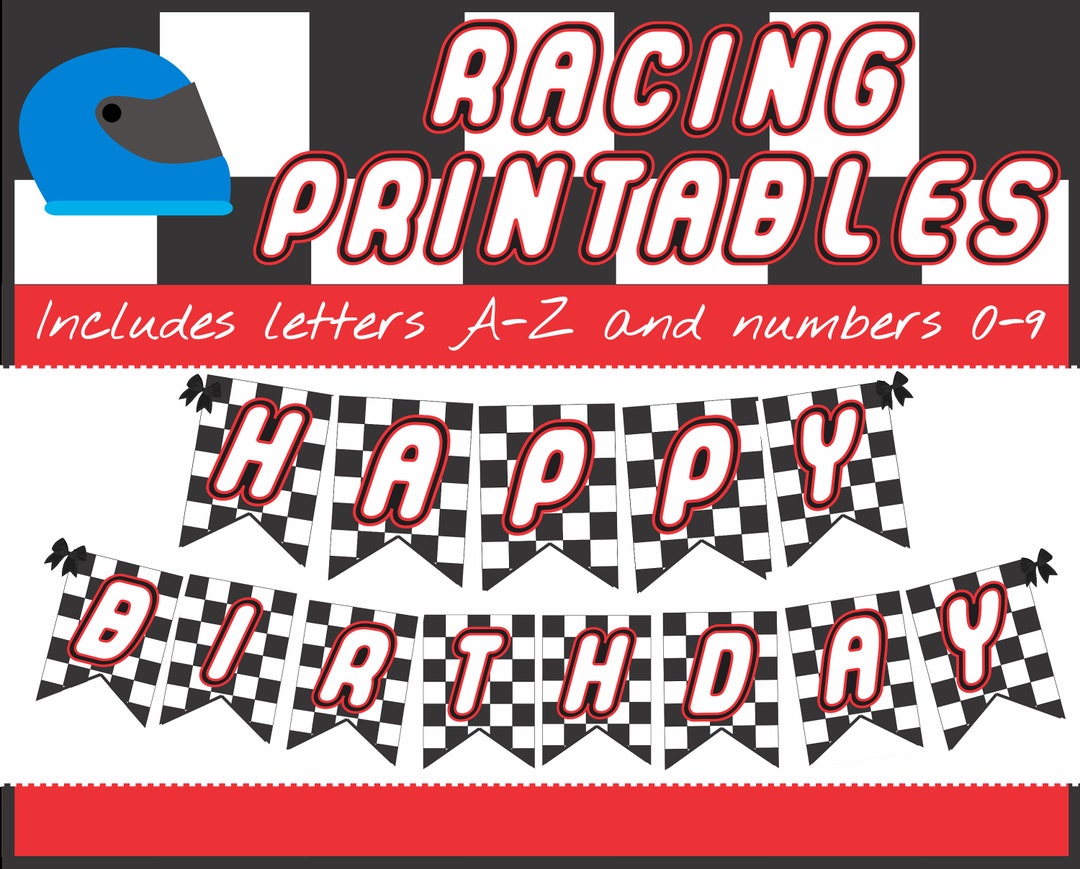 Racing Race Car Start Flag Printables Chevrons A-Z 0-9 - Etsy