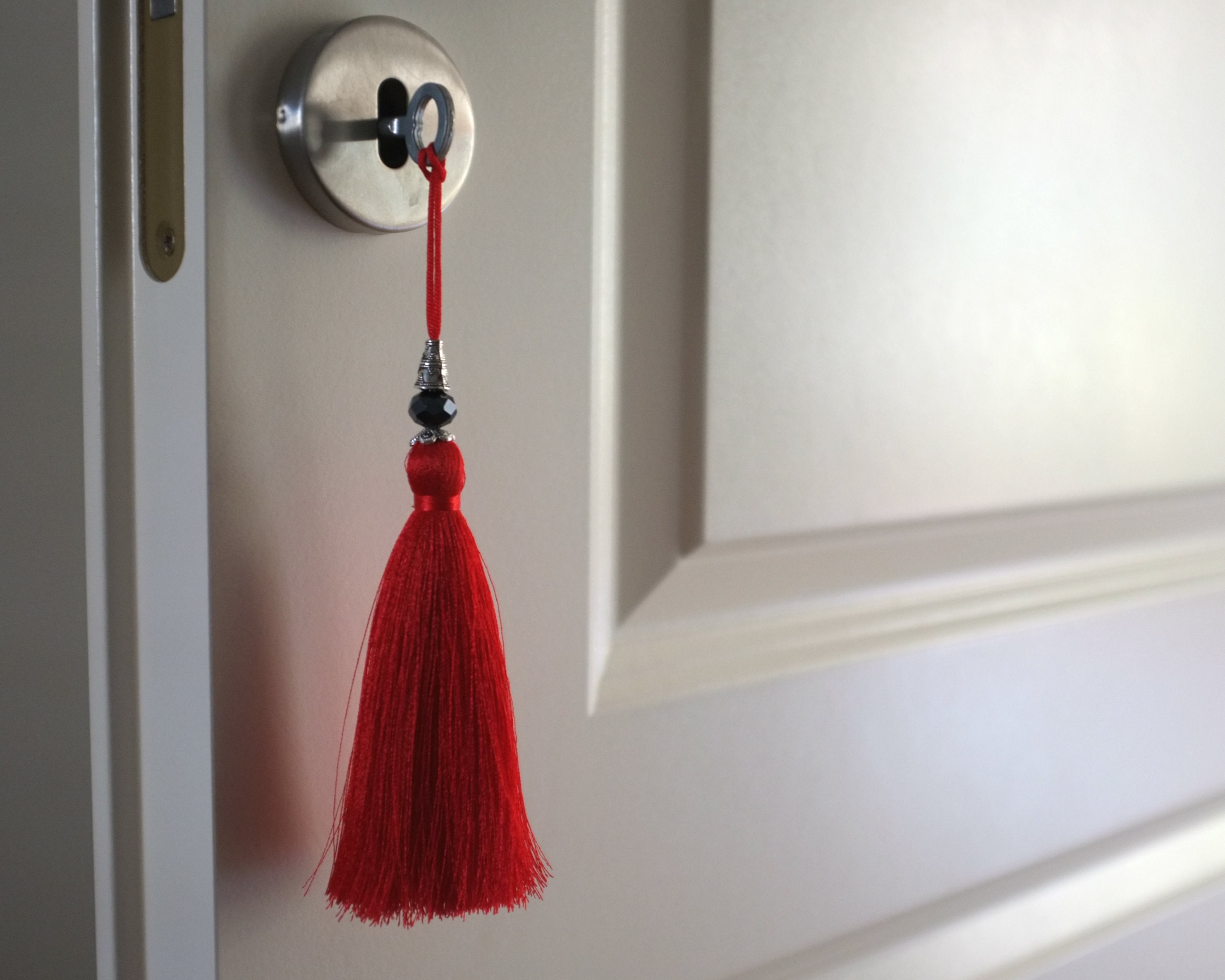 Red Beaded Tassel Red Silk Tassel Large Tassel Boho Tassel - Etsy