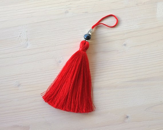 Red Beaded Tassel Red Silk Tassel Large Tassel Boho Tassel - Etsy