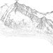 Mont Blanc, Chamonix. Line Illustration Showing the Standard Chamonix ...
