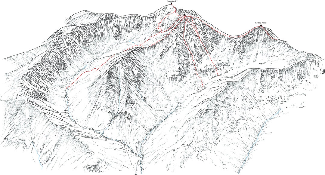 Torreys Peak Northwest View(14ers), Front Range, Colorado. Illustration ...
