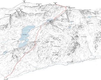 Snowdon Miners' Track. Line Illustration Detailing the | Etsy