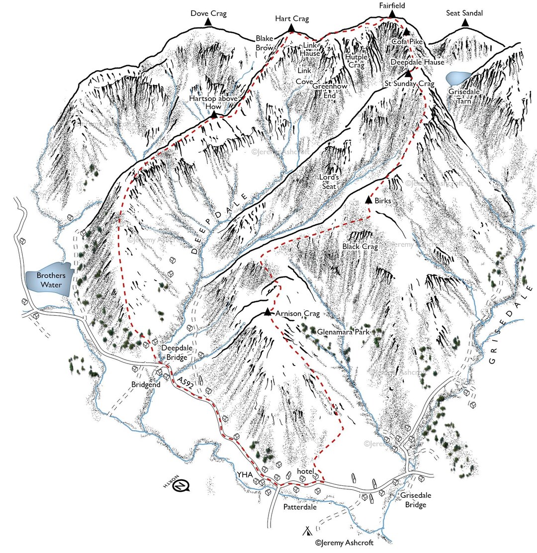 Deepdale Round, Line Illustration of the Classic Lake District Walk. - Etsy