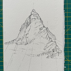 Matterhorn, Hörnli Ridge and East Face. Original Pencil Field Sketch ...