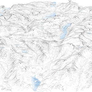 Grasmere, Central and Eastern Fells. Line Illustration Detailing All ...