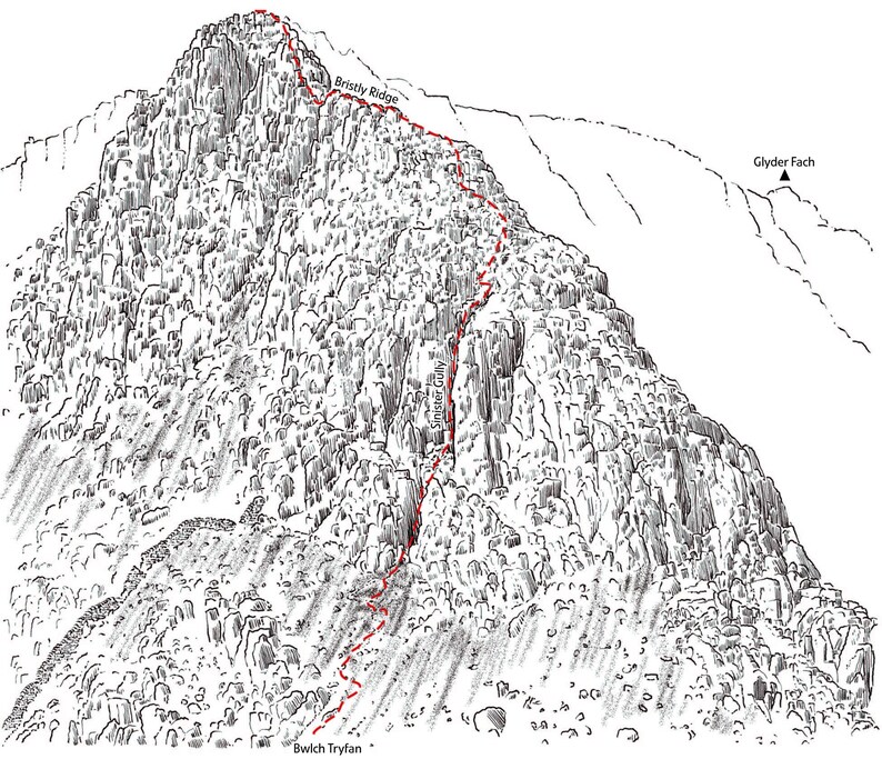 Bristly Ridge Gyderau Snowdonia. Line Illustration Detailing - Etsy UK