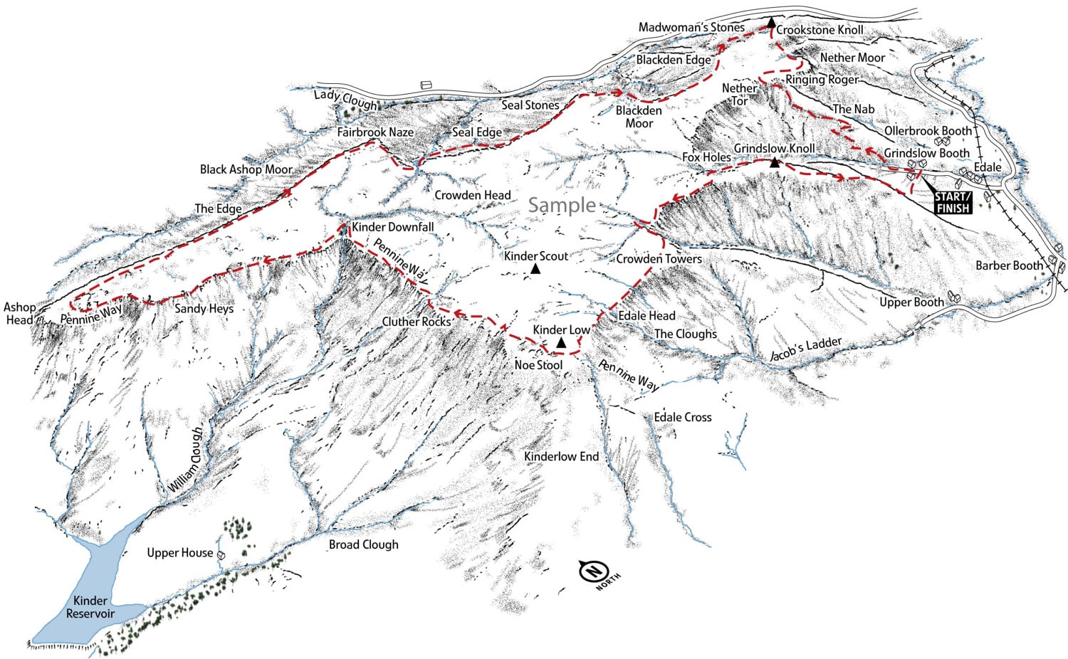 Kinder Scout, Peak District, Illustration Detailing the Classic Walk ...