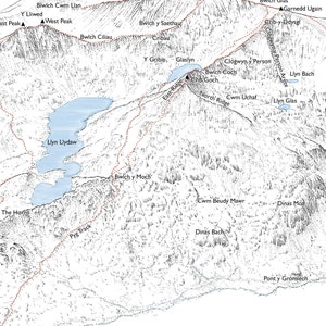 Snowdon Viewed From the Northeast Detailing All the Main Paths. Highly ...