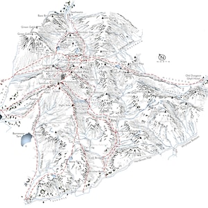 Scafell Pike and Scafell Overview Illustration Detailing All the ...
