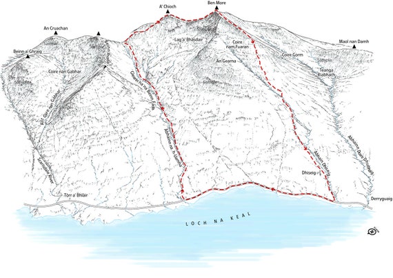 Ben More Isle of Mull Line Illustration Showing the Main | Etsy