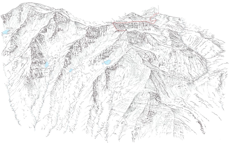 Borah Peak/mount Borah, the Highest Mountain in Idaho. Line ...