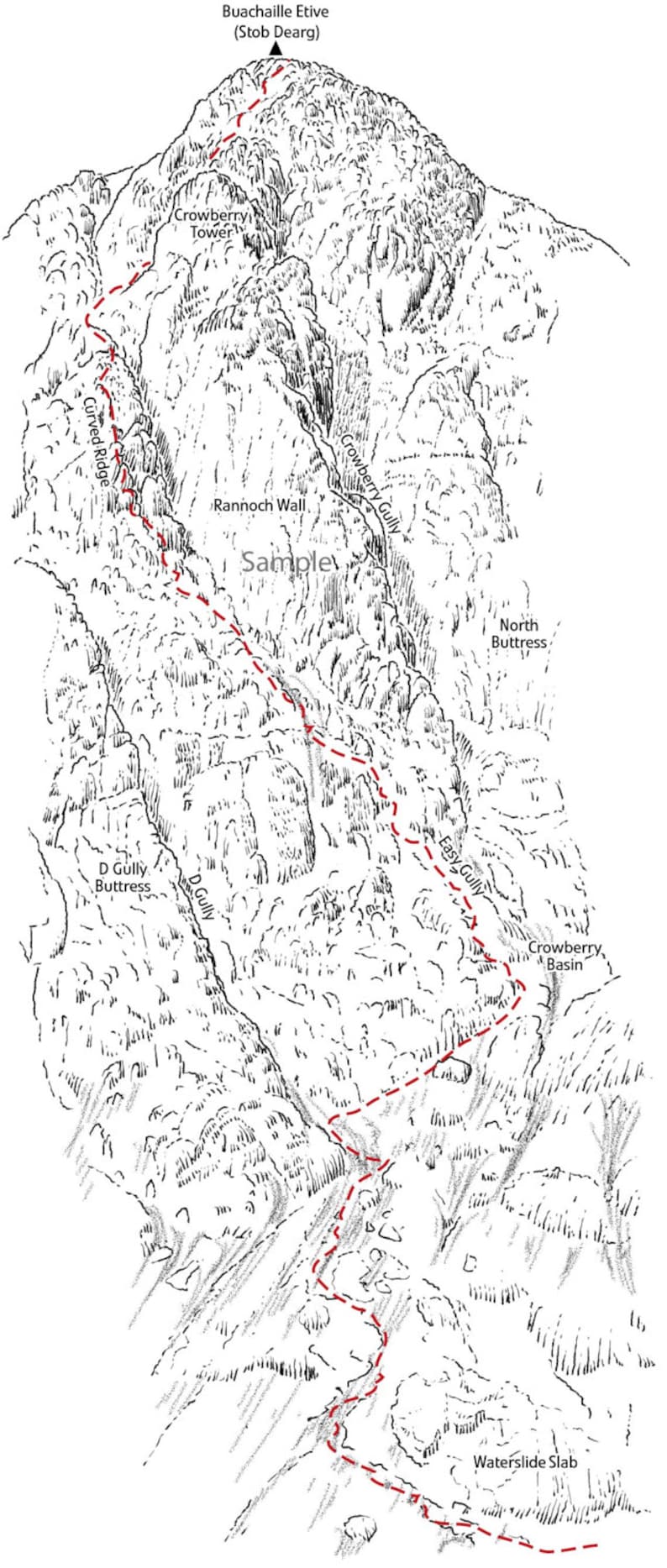 Curved Ridge on Buachaille Etive Mor, Glen Coe Topo Illustration. - Etsy UK