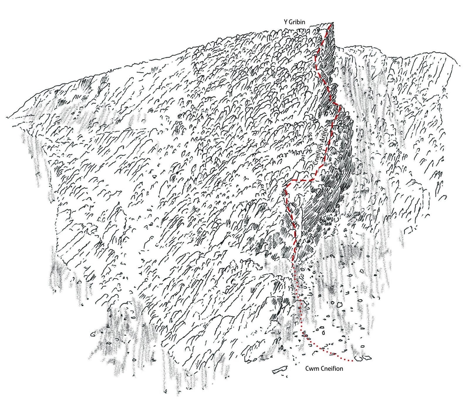 Cneifion Arete, Line Illustration of the Classic Snowdonia Scramble. - Etsy