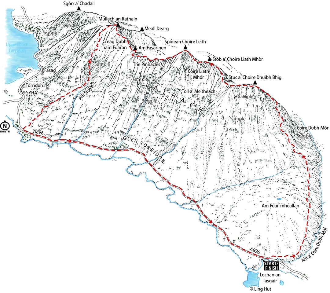 Liathach. Line Illustration Detailing the Full Traverse. - Etsy