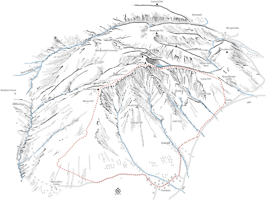 Blencathra (saddle Back), Lake District. Overview Line Illustration ...