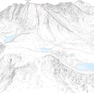 Mount Tyndall and Shepherd Pass From the Northeast (14er). Line ...