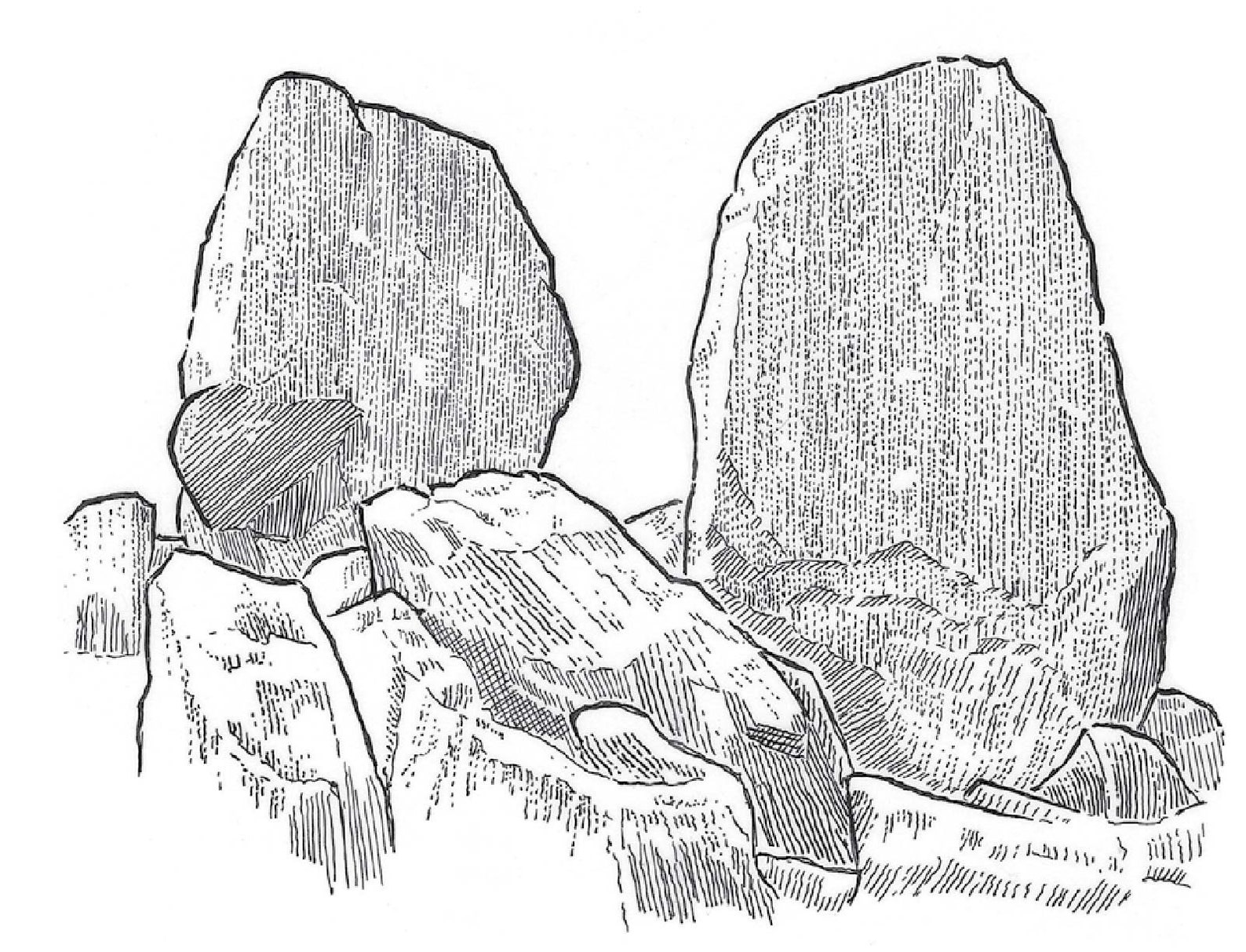 Adam and Eve, Tryfan's Summit Rocks. Line Illustration. - Etsy