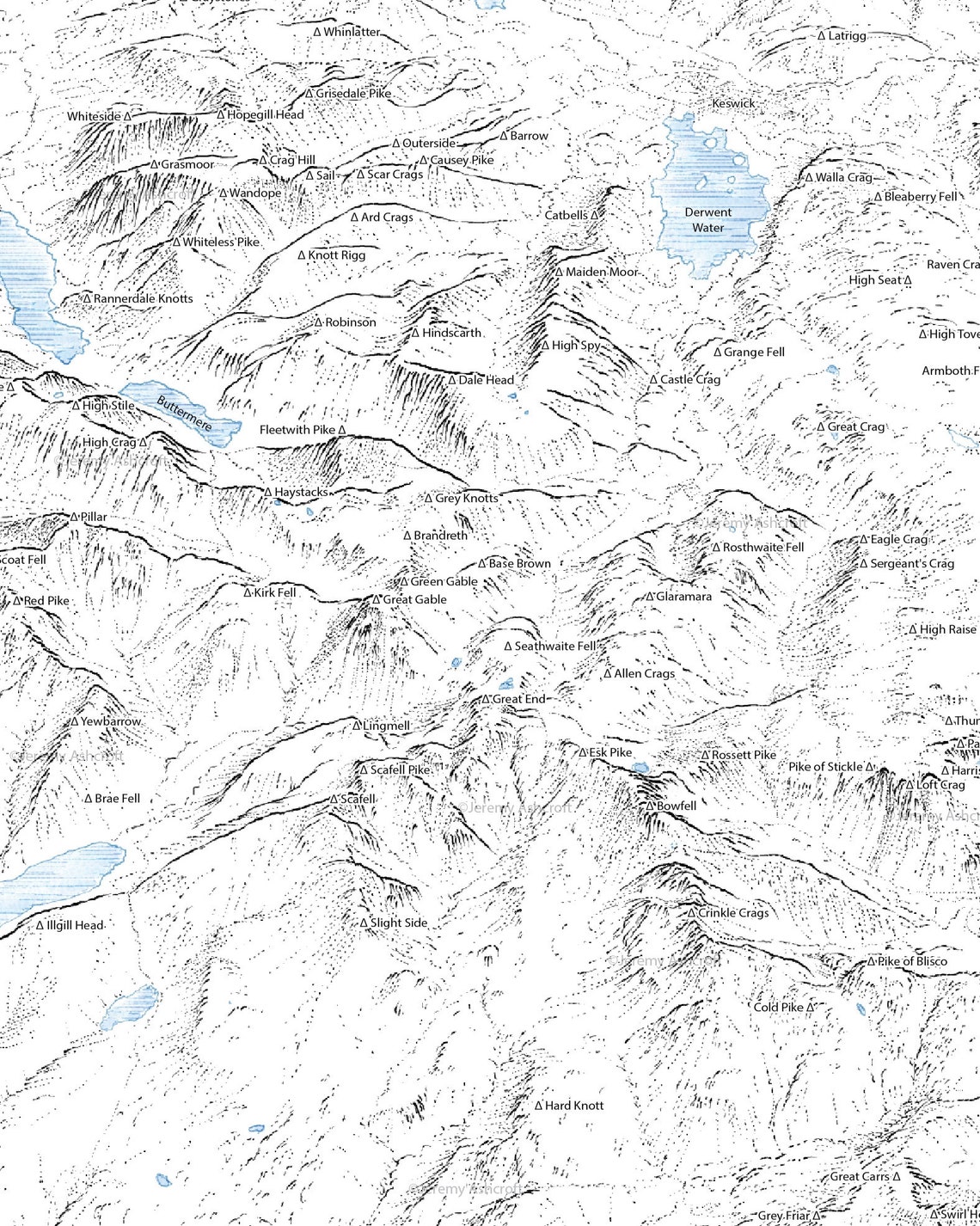 Lake District 214 Wainwrights Map. Line illustration detailing | Etsy