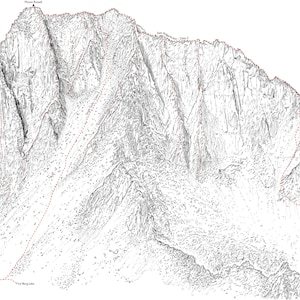 Mount Russell, South Face (14er). Line Illustration Detailing the Main ...