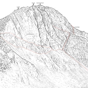 Scafell, Scafell Crag, Lord's Rake, Wasdale, Lake District. Line ...