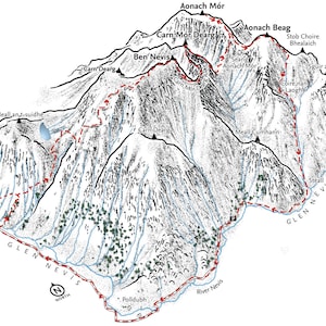 Lochaber 4000ers, Line Illustration Detailing the Classic Route. - Etsy UK