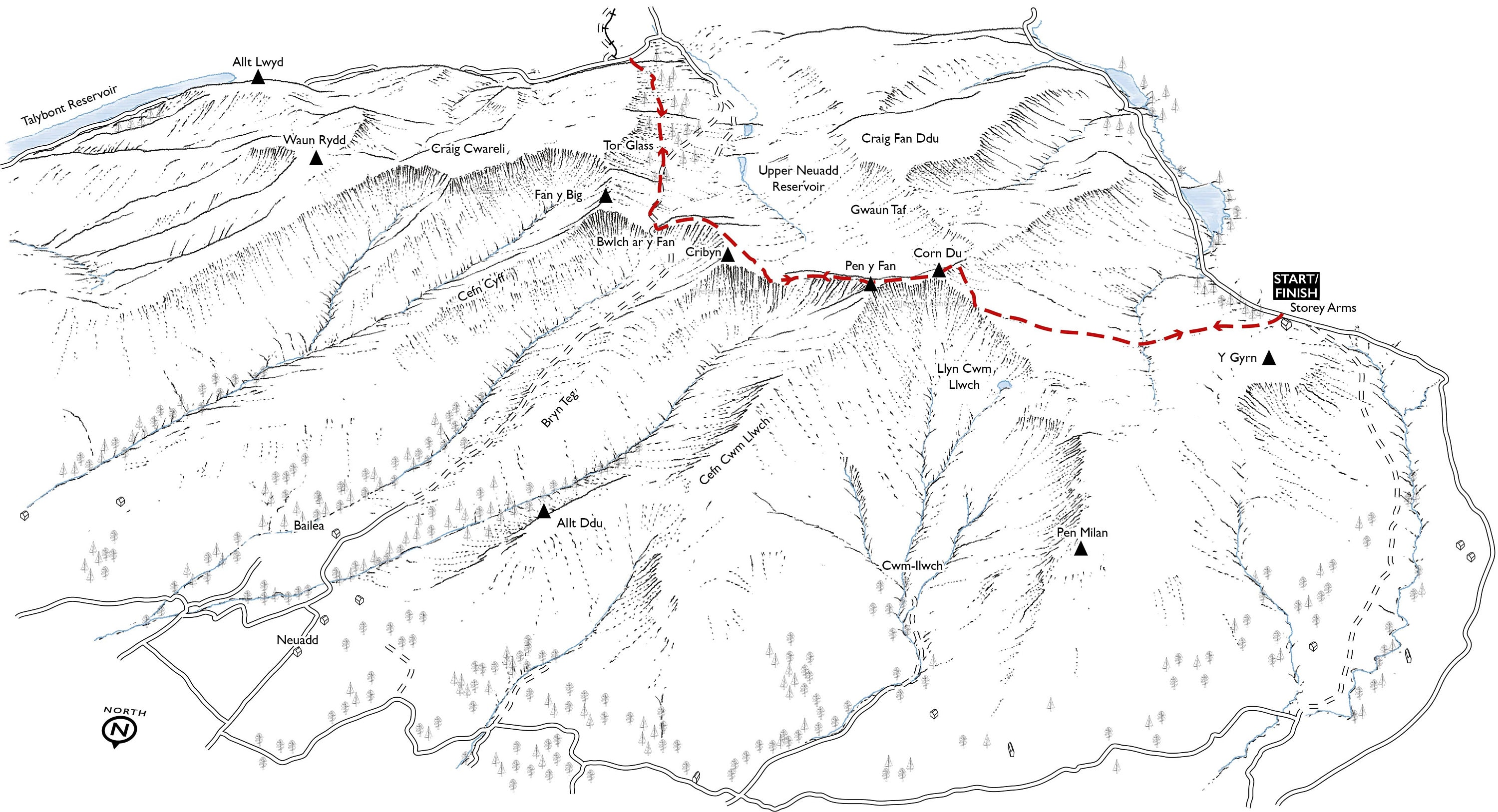 Fan Dance Route Brecon Beacons. Illustration of the Infamous - Etsy UK