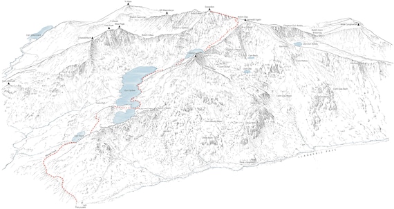 Snowdon Miners' Track. Line Illustration Detailing the | Etsy