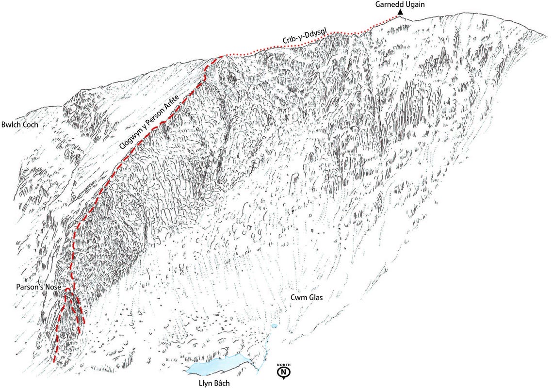 Clogwyn Y Person Arête Snowdon. Line Illustration Detailing - Etsy UK