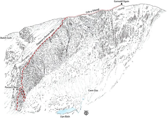 Clogwyn Y Person Arête Snowdon. Line Illustration Detailing - Etsy