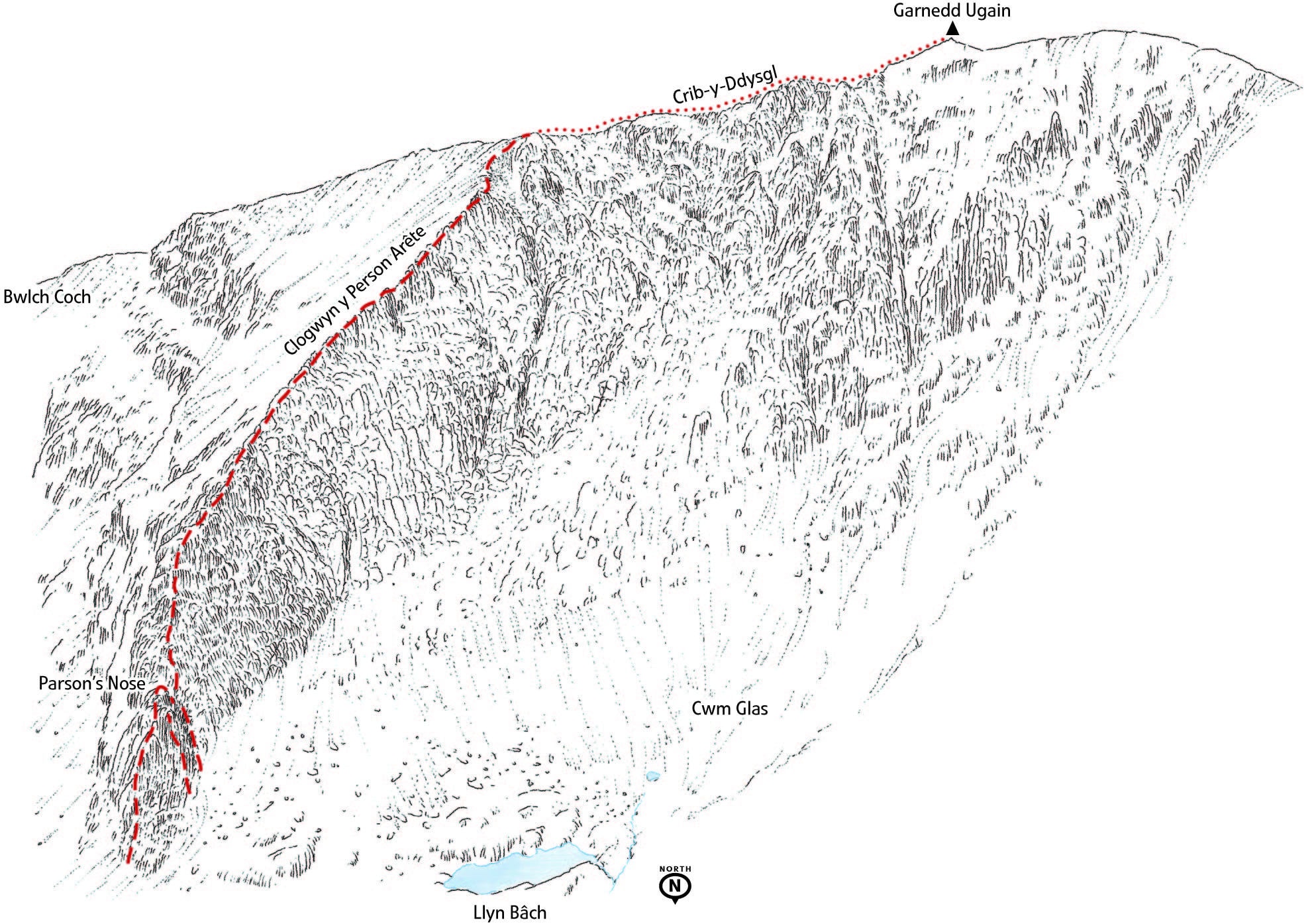 Clogwyn Y Person Arête Snowdon. Line Illustration Detailing - Etsy UK