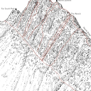 Tryfan East Face. Line Illustration Detailing All the Scrambling Routes ...