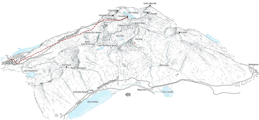 Snowdon via the Llanberis Path. Highly Detailed Line Illustration. - Etsy