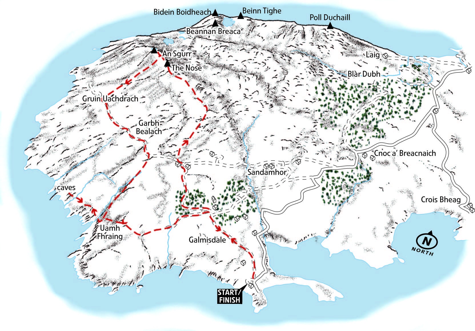 Isle of Eigg Line Illustration Showing the Route up an Sgurr. - Etsy UK