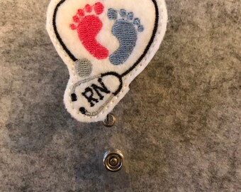 Pink Blue Baby Feet NICU L&D Nurse Retractable Reel Badge Clip - Etsy