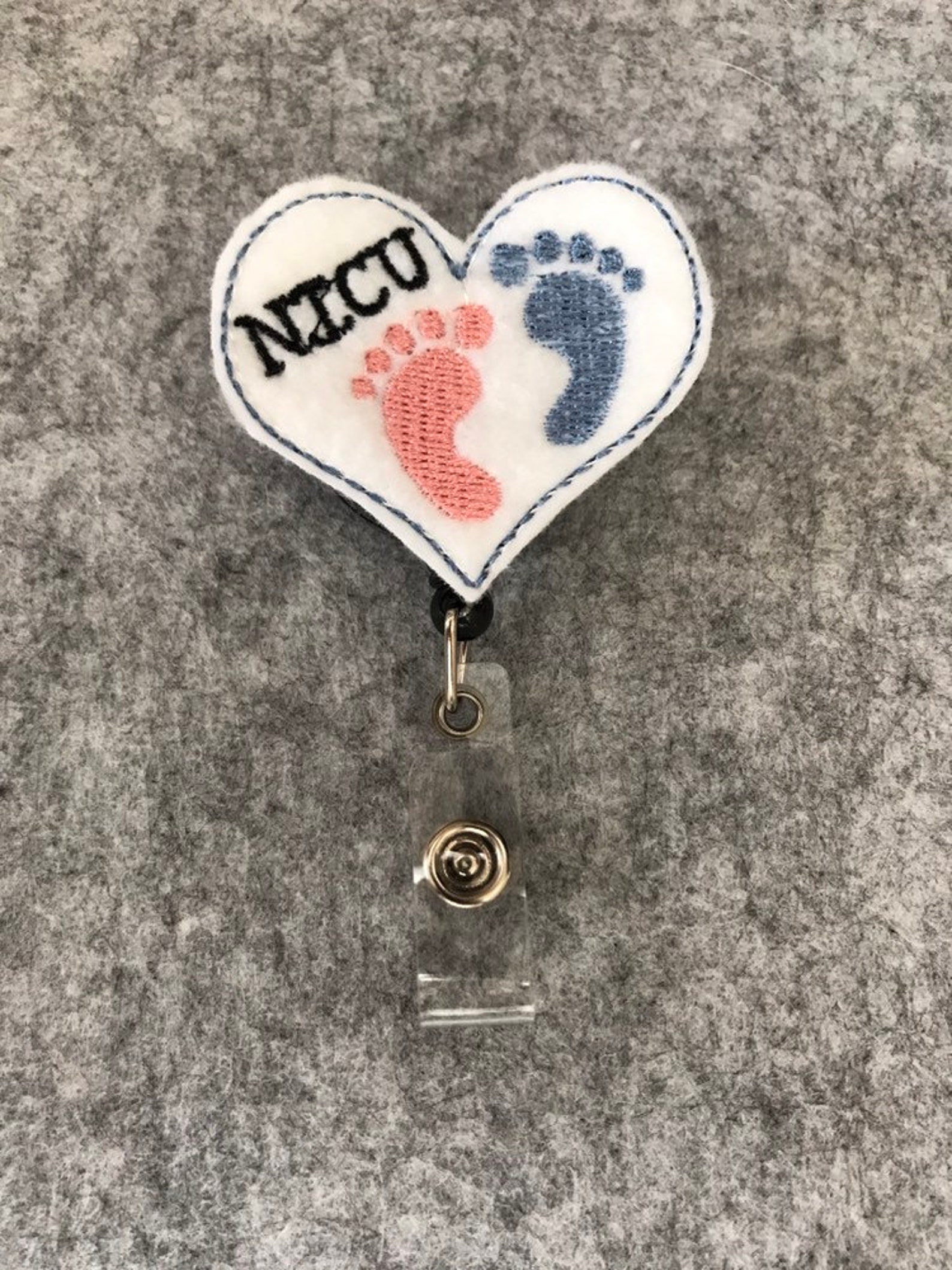 Pink Blue Baby Feet NICU Heart Nurse Retractable Reel Badge - Etsy