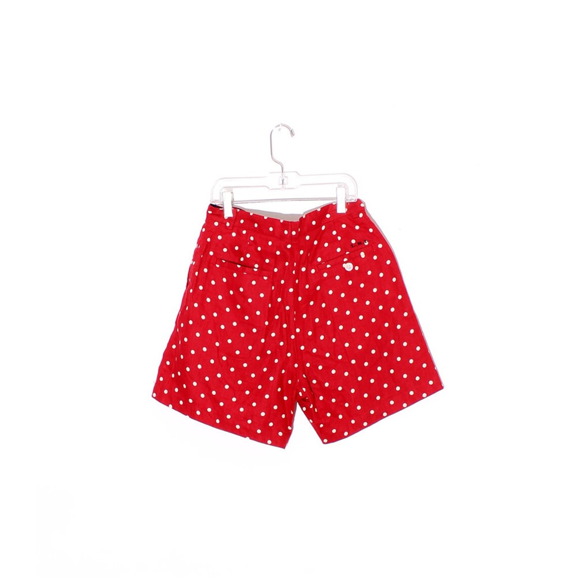 Red LINEN shorts white polka dot summer shorts high waisted | Etsy