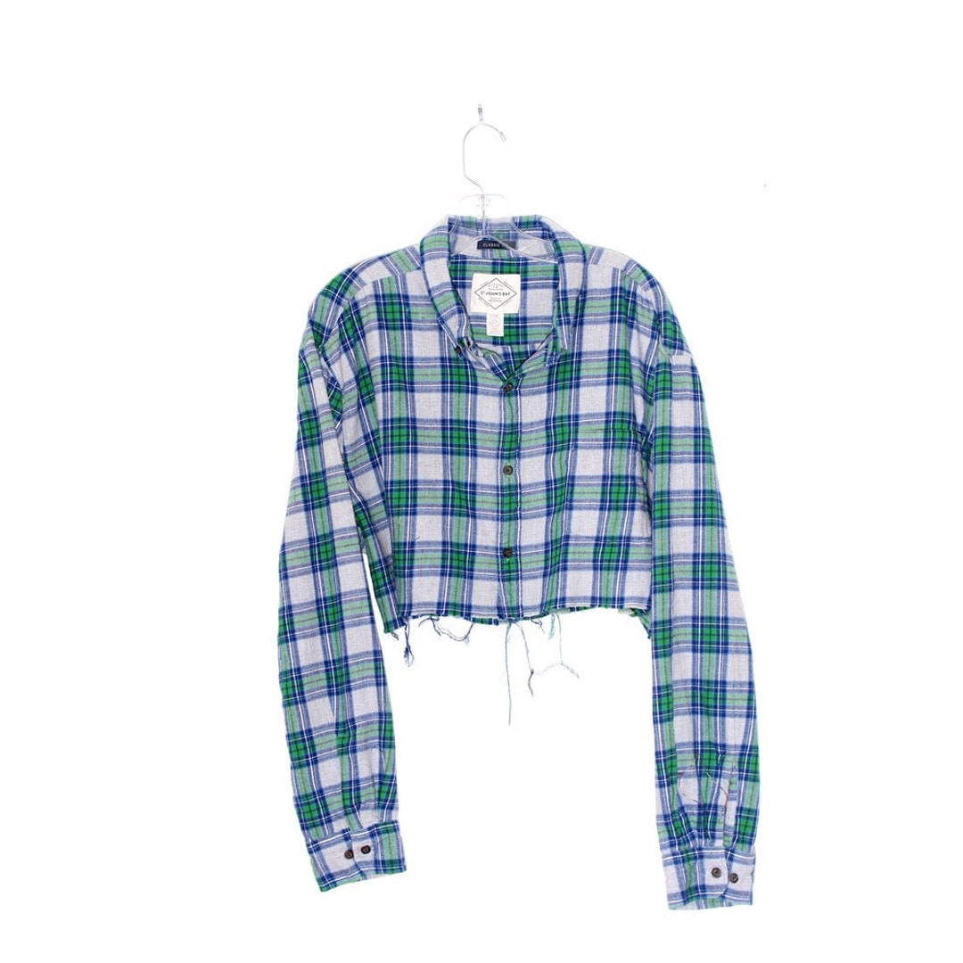 90s FLANNEL Crop Top Flannel Shirt Jacket SOFT and COZY Cropped Plaid ...