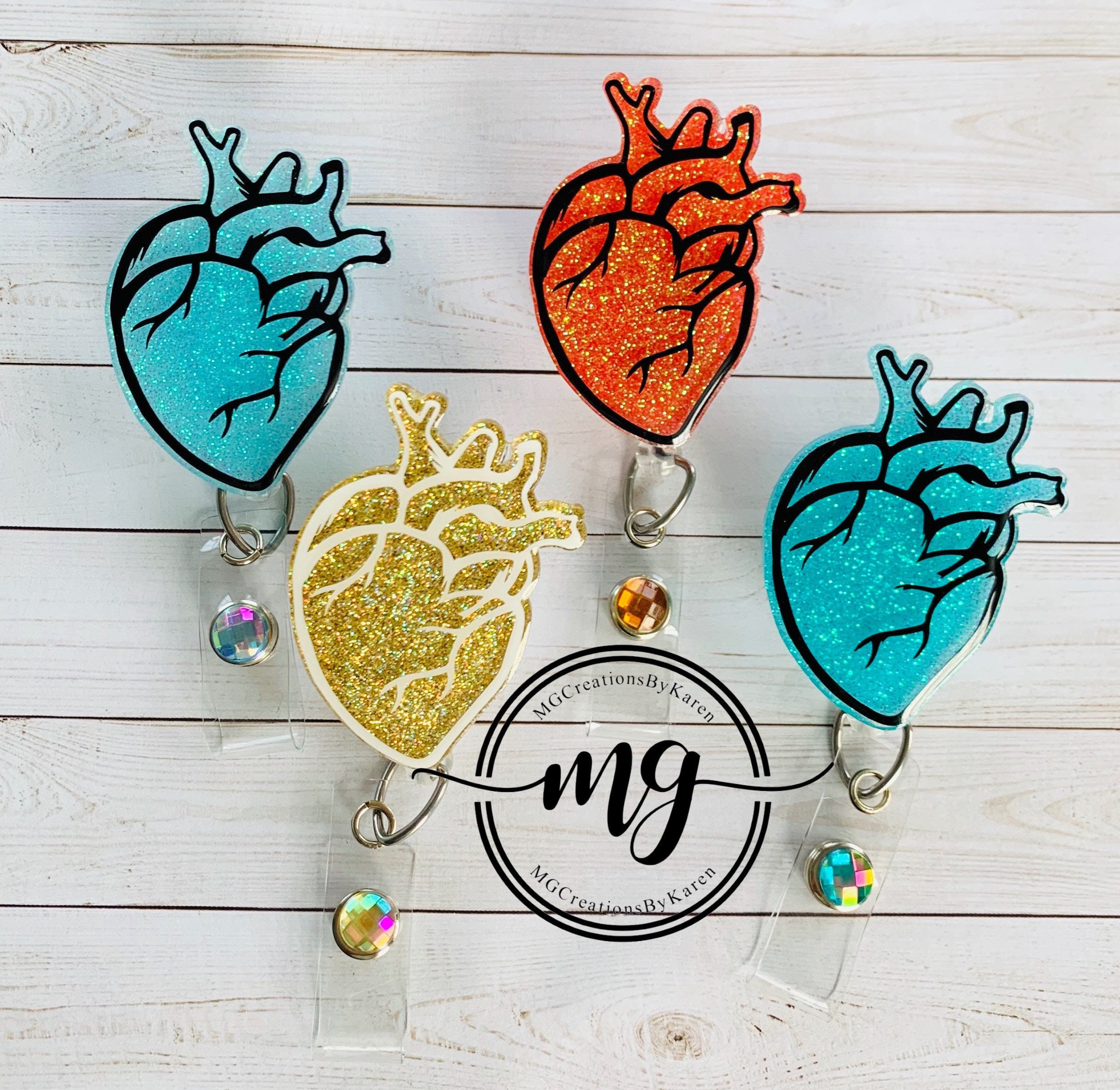 Anatomical Heart Reel Heart Badge Reel Heart ID Clip Heart | Etsy