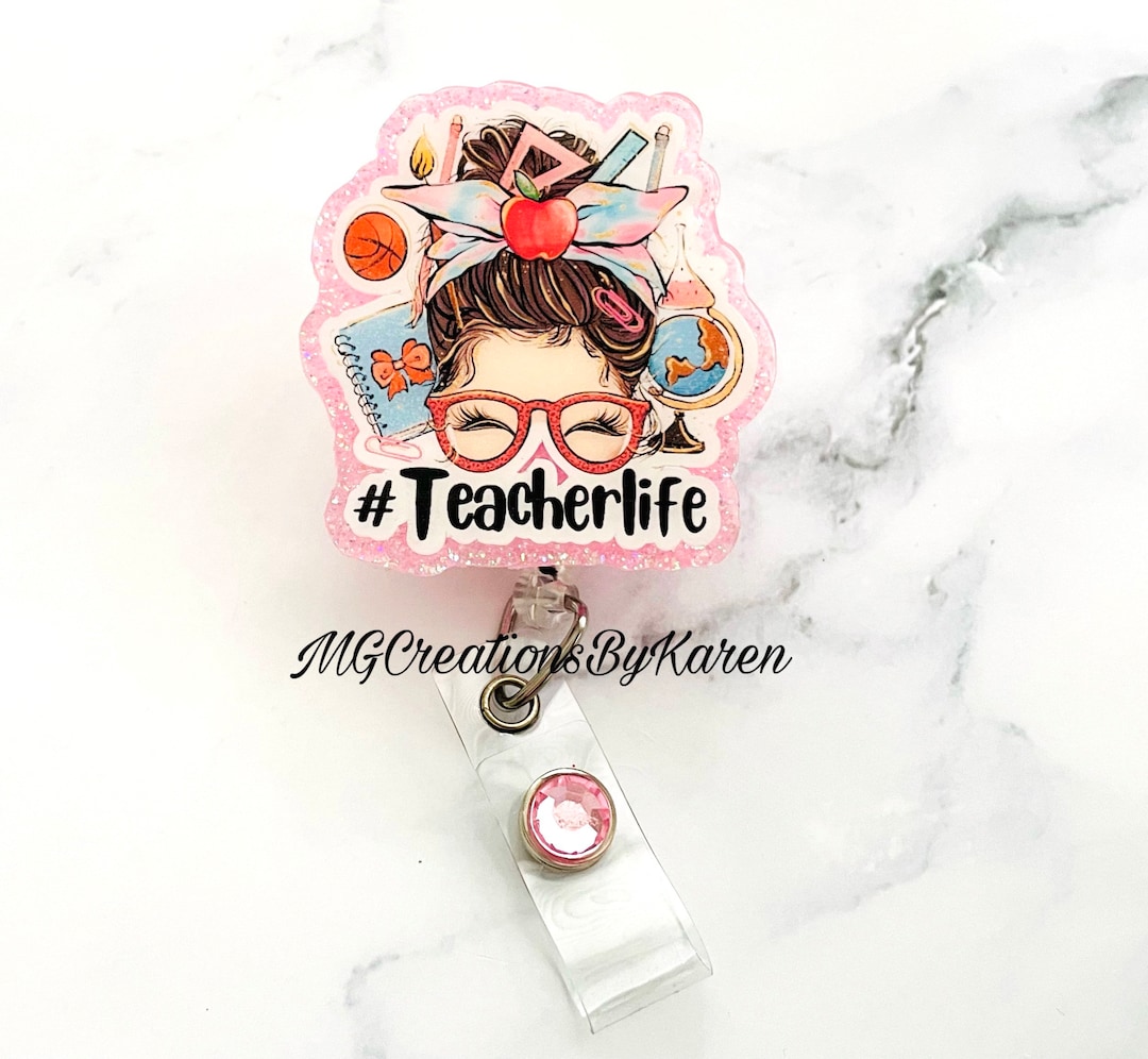 Teacher Life Reel Teacher Badge Reel Stocking Stuffer - Etsy