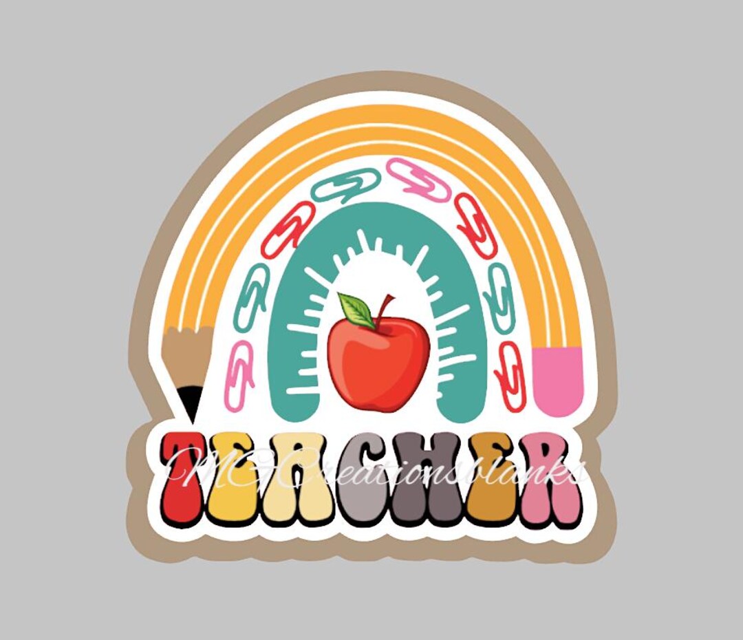 Teacher Rainbow Clear Acrylic Blanks for Badge Reels & Vinyl Decal ...