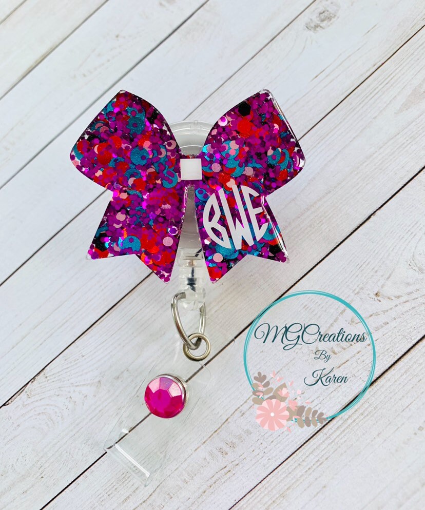 Monogram Badge Reel Bow Badge Reel Personalized Badge Reel | Etsy